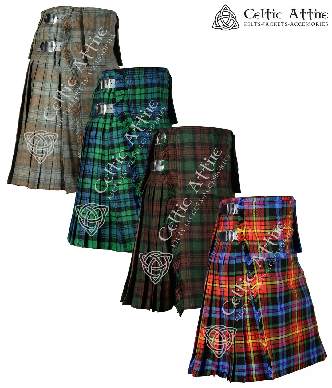 Scottish Tartan 8 Yard Kilts for Men - 16 Oz Medium Weight Kilt ...