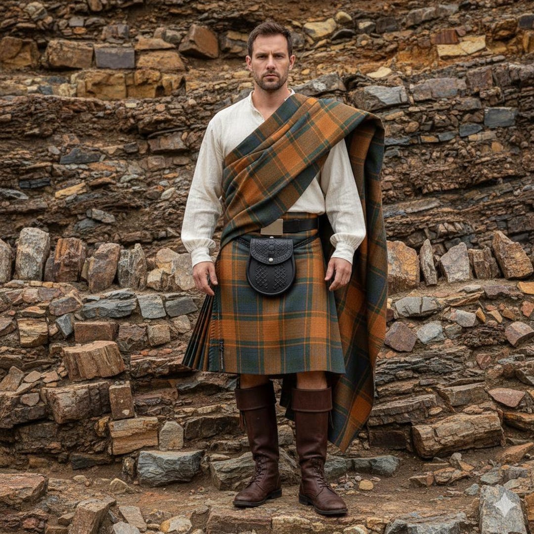 Scottish Tartan 6 Yards Great Kilt - Feileadh Mor Belted Plaid ...