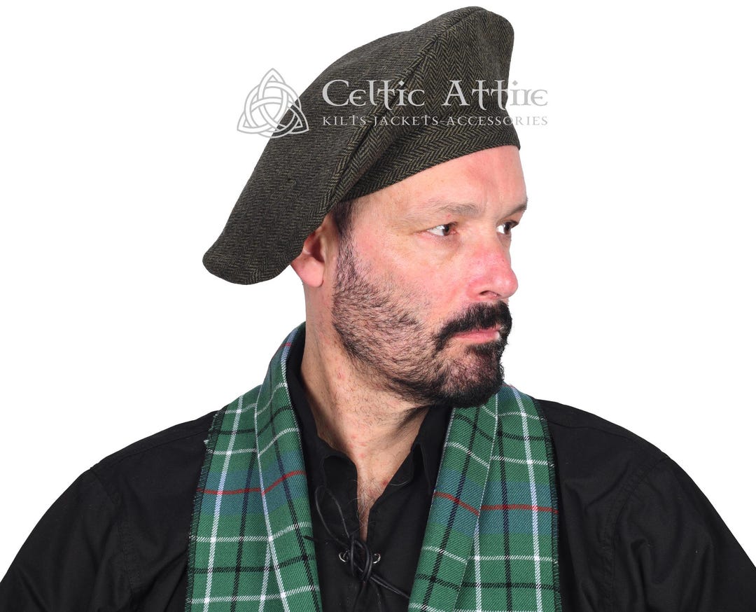 Scottish Wool Tam O' Shanter Bonnet Hat - Traditional Highlander Beret ...
