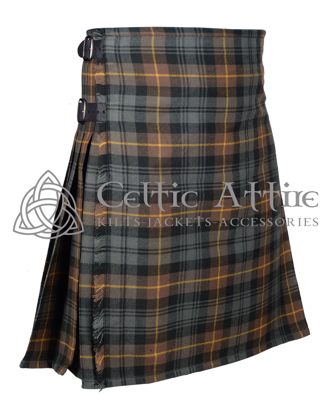 Gordon Weathered Tartan 8 Yard Kilt - Premium Handmade - Made to Order - Men's Traditional ...