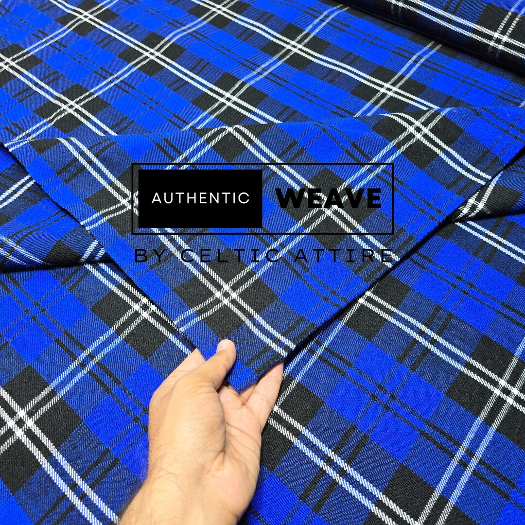 Ramsay Blue Tartan Fabric - 16 Oz Acrylic Scottish Tartan - Machine ...