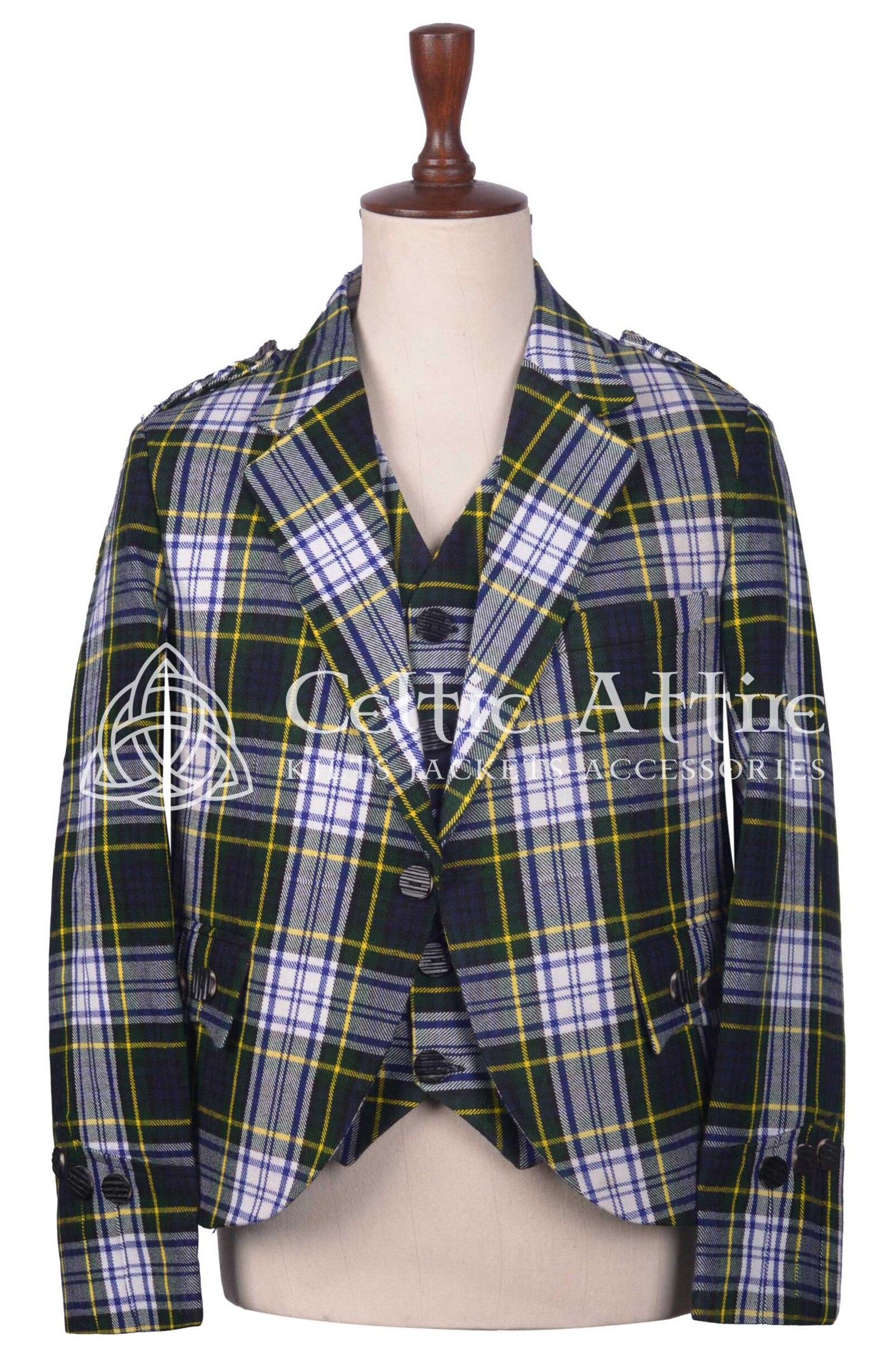 Scottish Tartan Argyll Jacket - Single Button Highlander Kilt Jacket ...