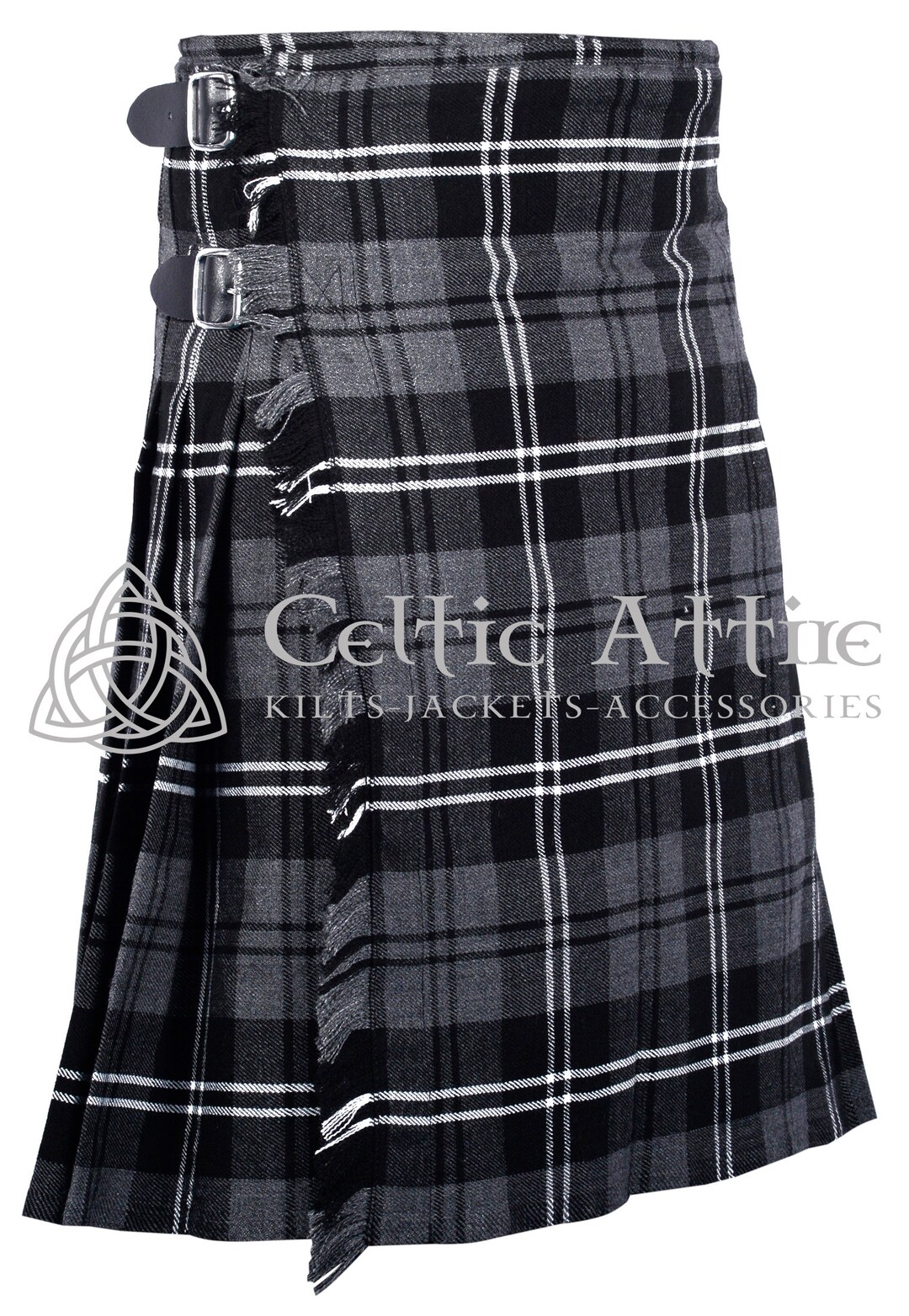 Knight Watch Tartan 8 Yard Scottish Kilt for Men - 16 Oz Home Spun Wool ...