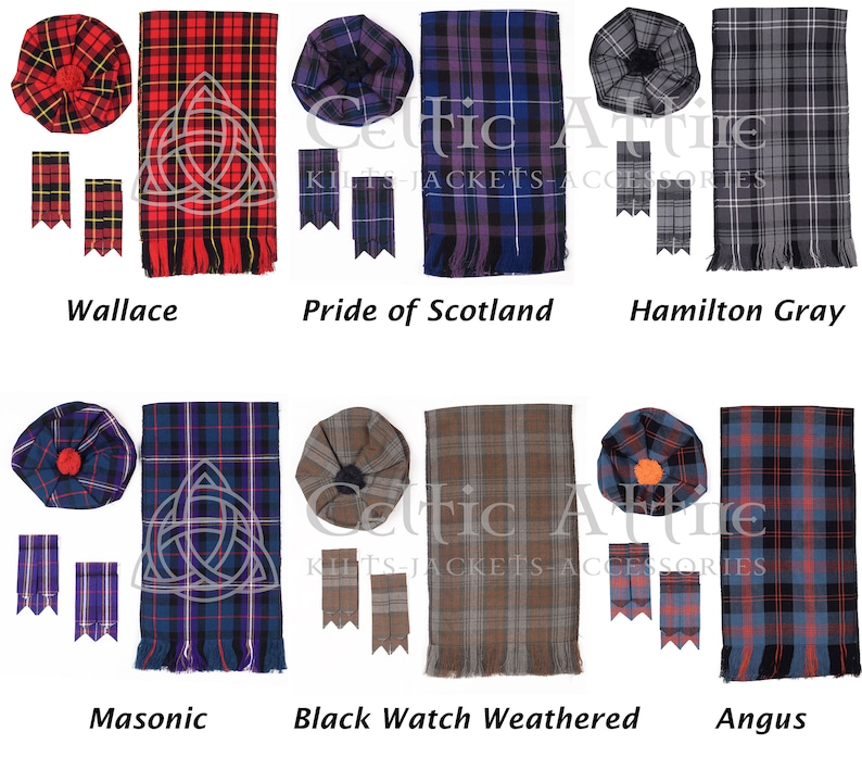 Tartan Kilt Accessories Package - Tartan Tammie Hat Tartan Scarf Size ...