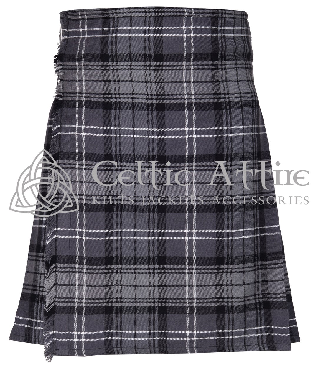 Hamilton Grey Tartan 8 Yard Scottish Kilt for Men - 16 Oz Home Spun ...