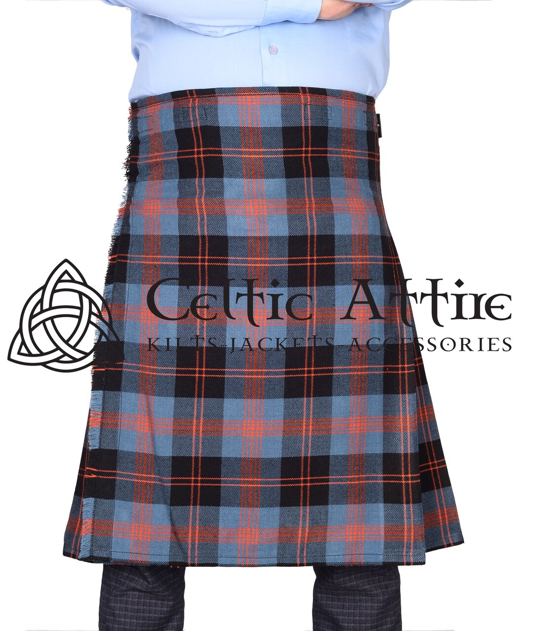 Angus Tartan 8 Yard Scottish Kilt for Men - 16 Oz Home Spun Wool Blend ...