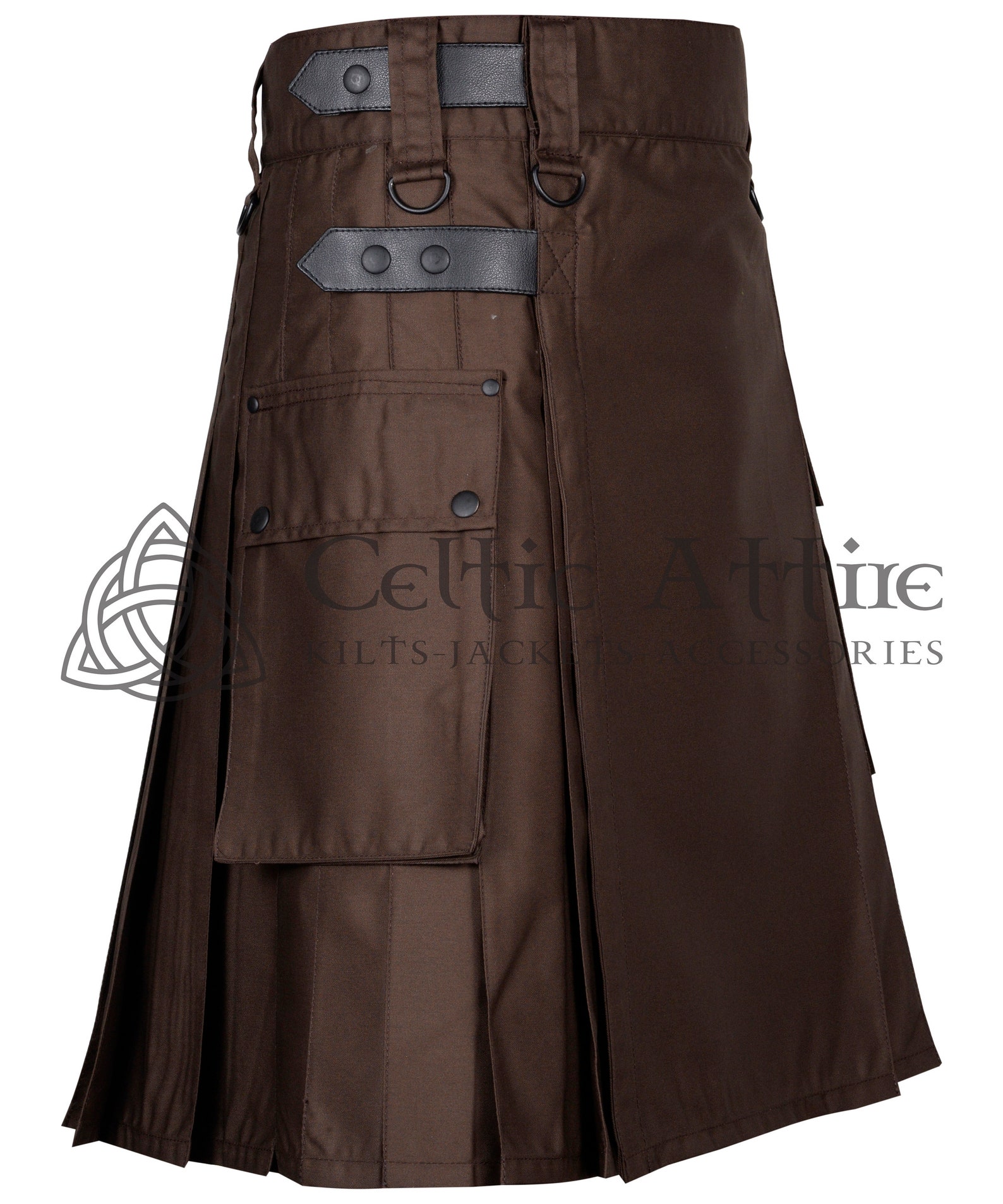 Premium Custom Size Brown Cotton Utility Scottish KILT FOR MEN Duty ...