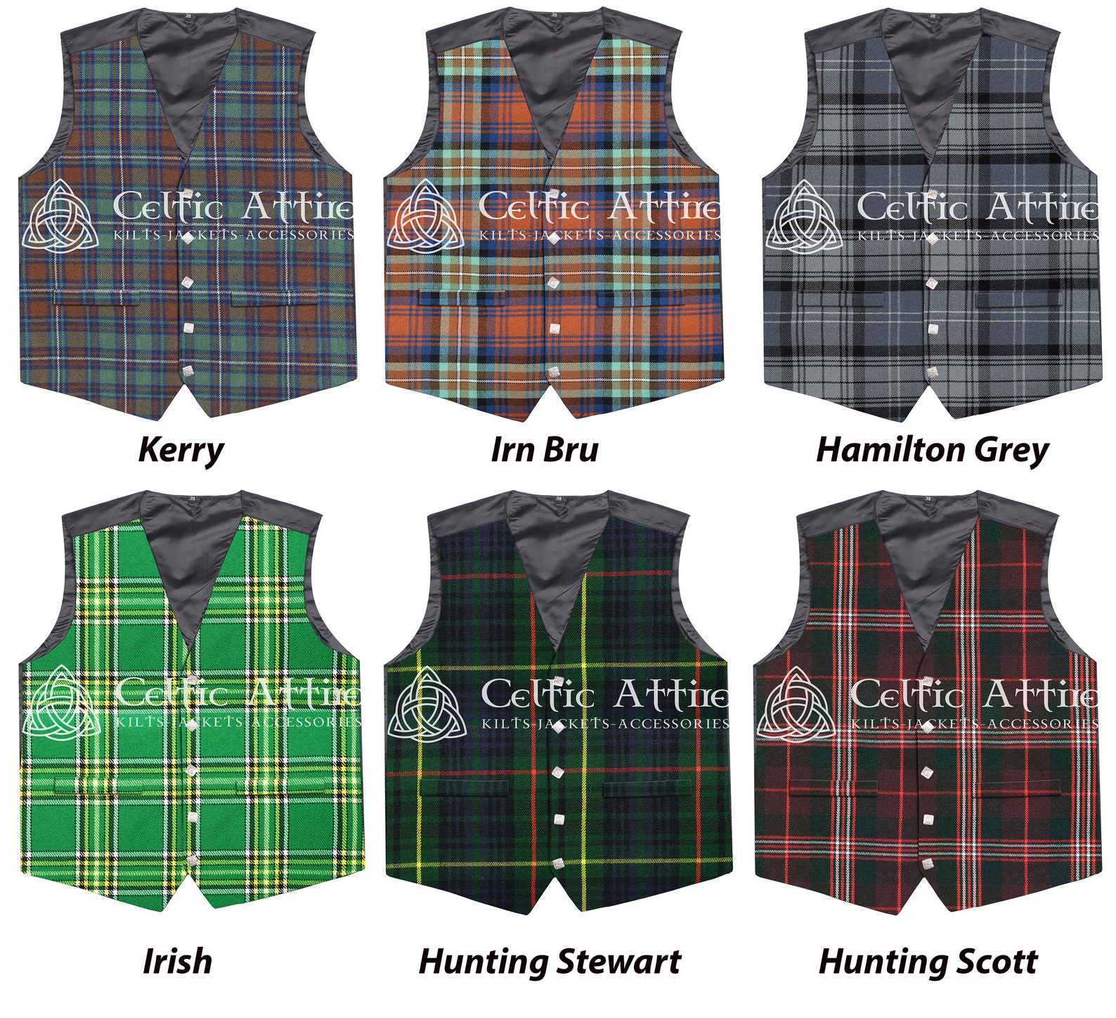 Scottish Tartan Waistcoat - Kilt Vest - 5 Buttons Traditional Wedding ...