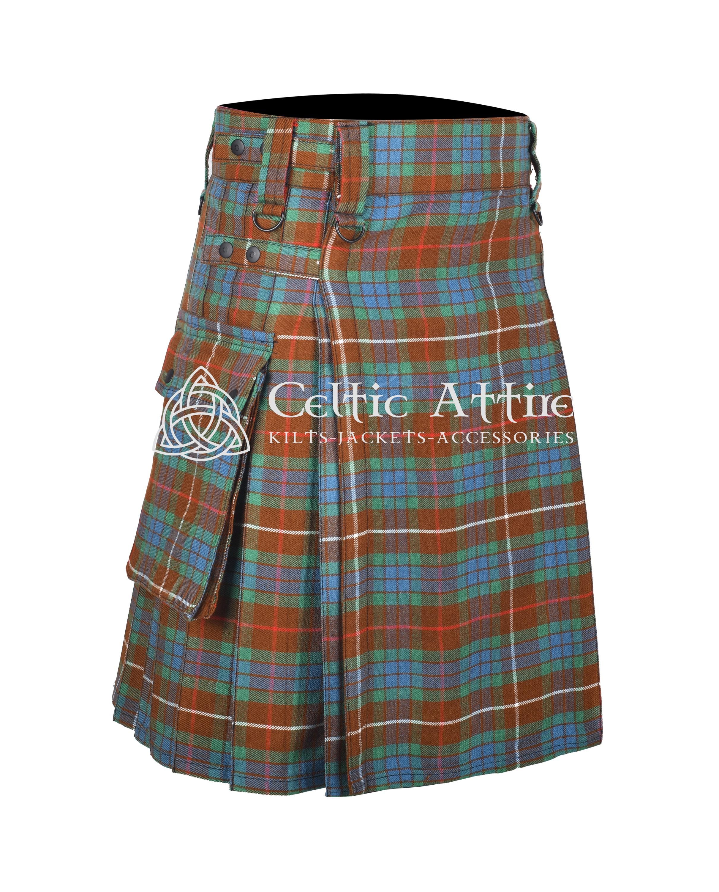 Fraser Hunting Ancient Tartan Utility Kilt - Scottish Highlander 16 Oz ...