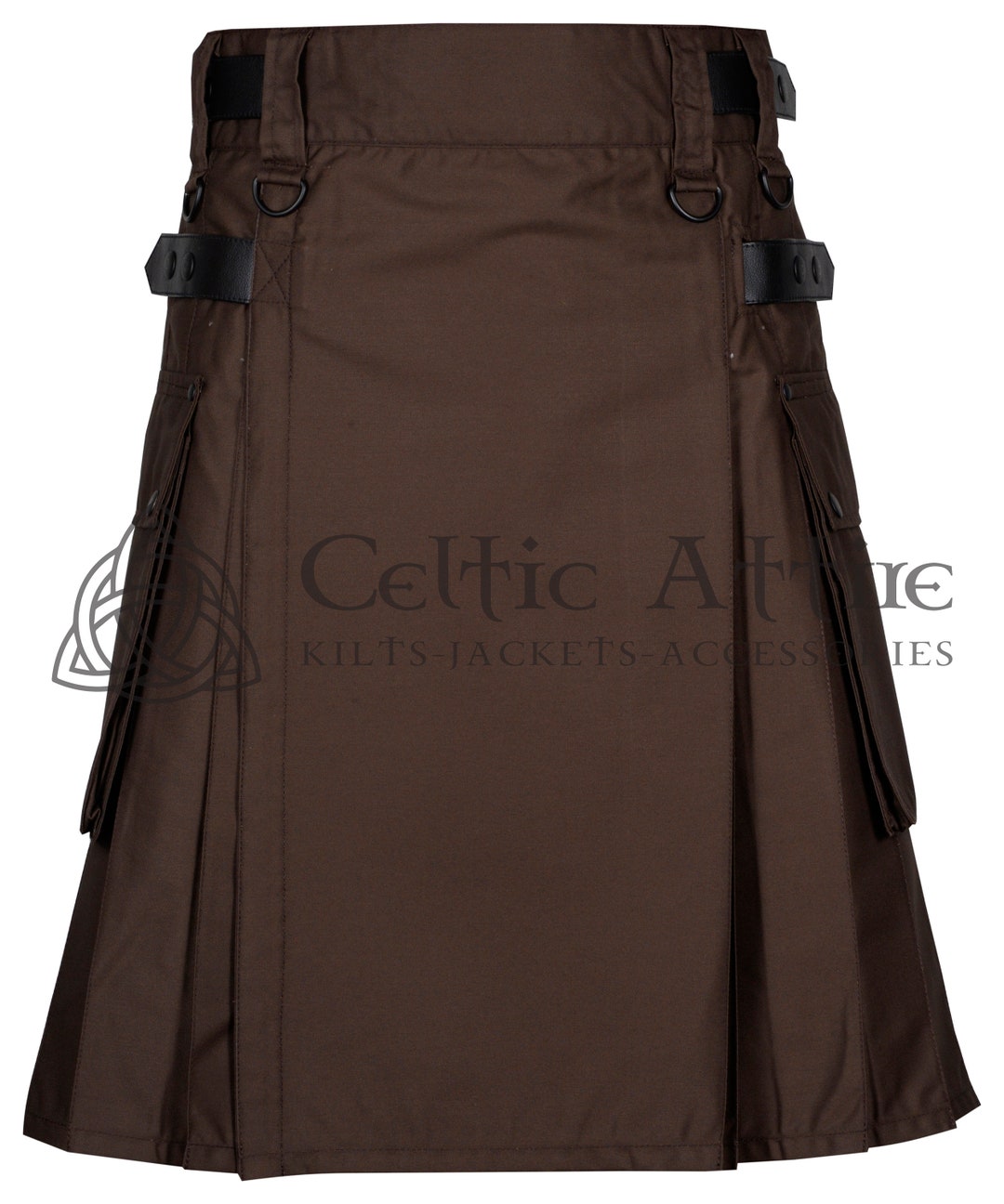 Premium - Custom Size - Brown Cotton Utility Scottish KILT FOR MEN ...