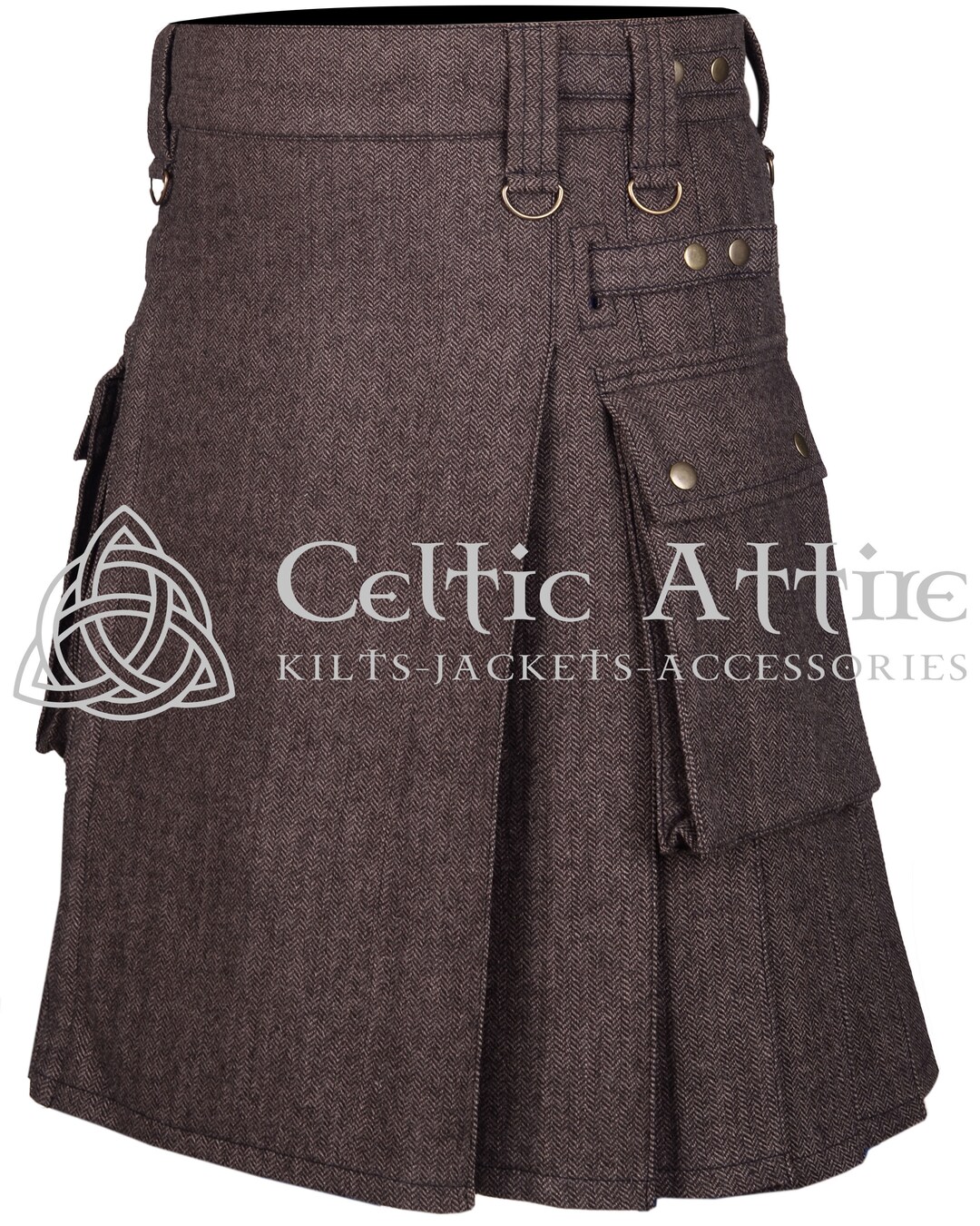Brown Tweed Wool SCOTTISH Utility KILT - Made to Order - Premium ...