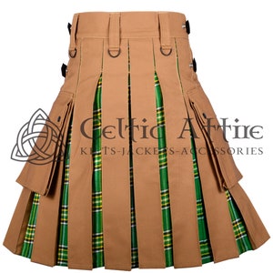 Scottish Hybrid UTILITY KILTS for Men - Heavy Cotton With Tartan Under Pleats Modern Cargo ...