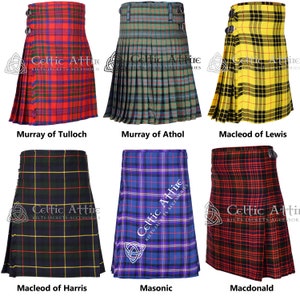 Scottish Tartan Lightweight Sport Kilt - Highland Games Kilt - 13 Oz Tartan Kilts for Men - 60 ...