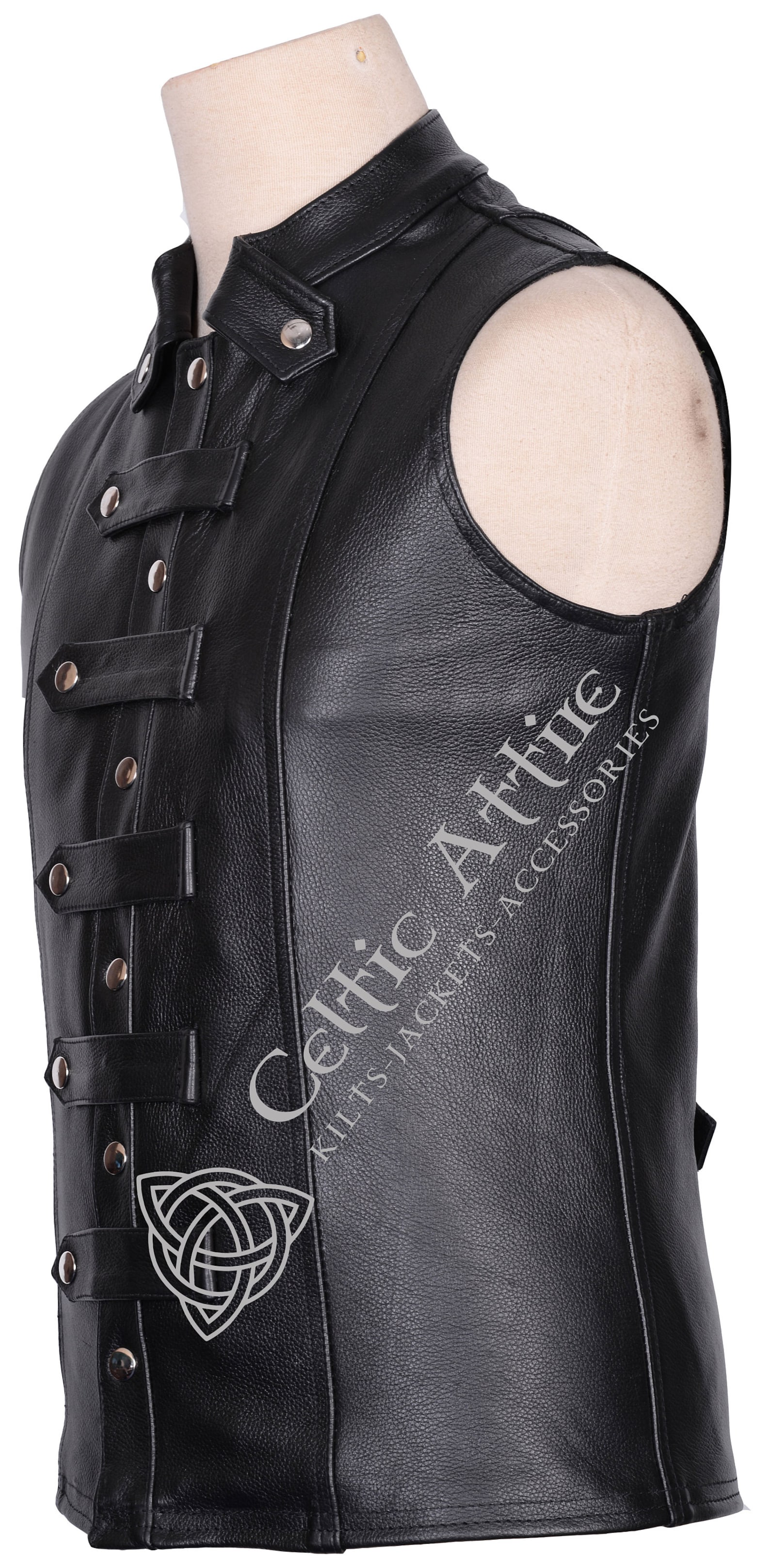 Black Leather Gothic Vest Motorbike Leather Waistcoat - Etsy