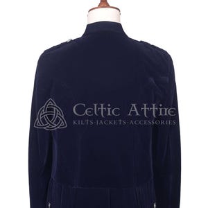 Navy Blue Velvet Kenmore Doublet Jacket - Five Buttons Kilt Jacket ...