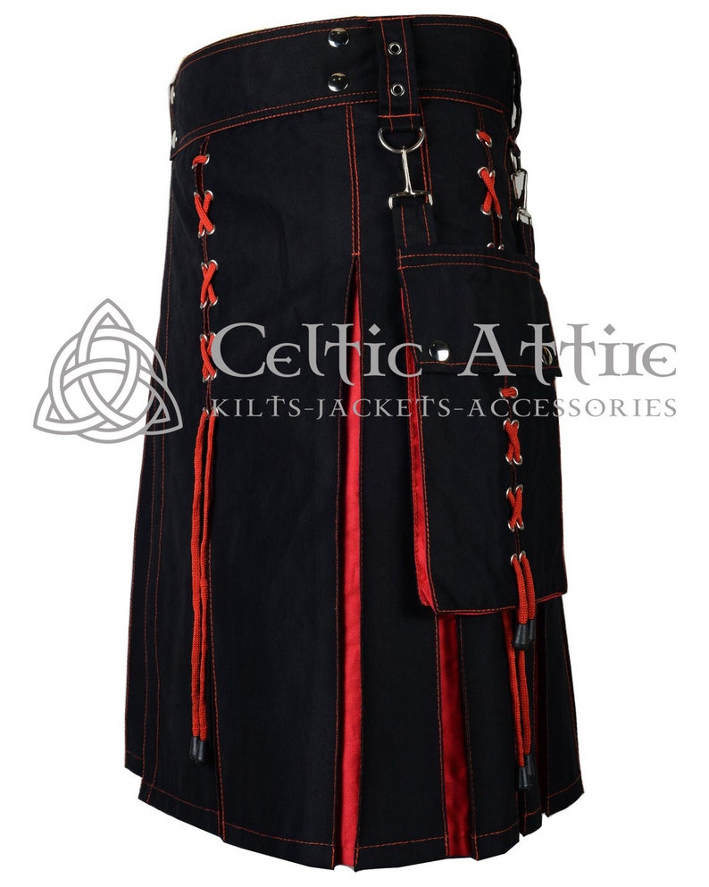 New Handmade Red and Black Hybrid Cotton Utility Kilt for Men - Etsy