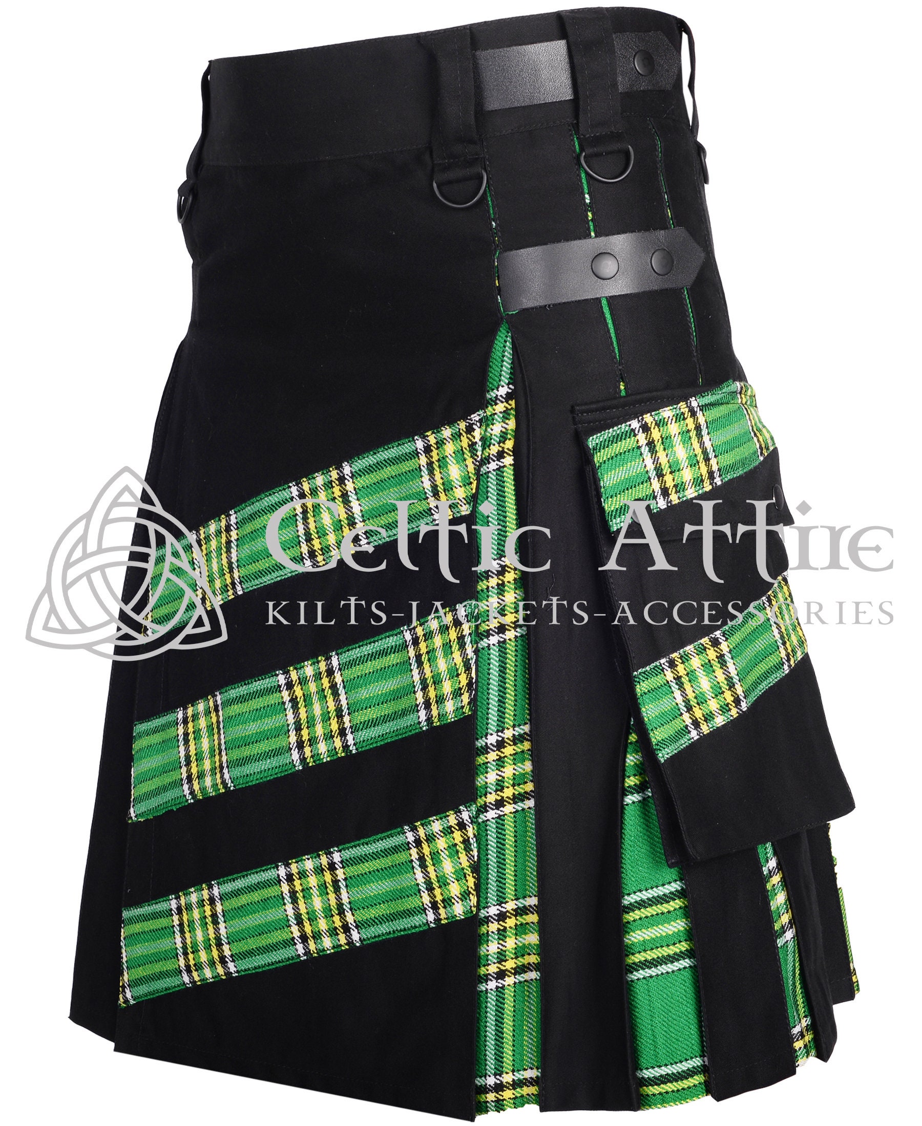 Black Cotton Utility Hybrid KILT Package - 10 Pcs Scottish Kilt Package ...