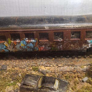 Derelict Passenger Car in a Bottle With Display Stand N Scale - Etsy