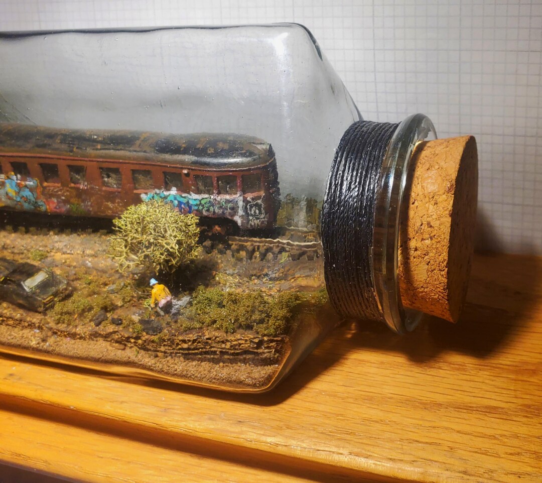 Derelict Passenger Car in a Bottle With Display Stand N Scale - Etsy