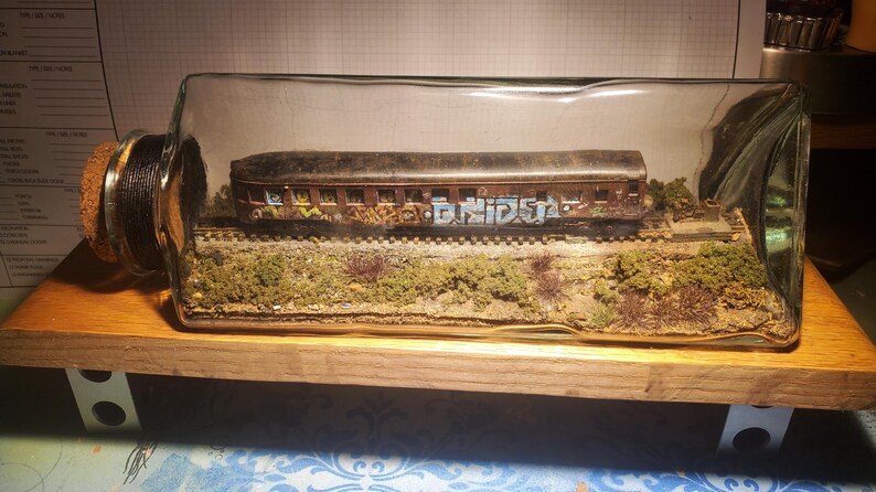 Derelict Passenger Car in a Bottle With Display Stand N Scale - Etsy