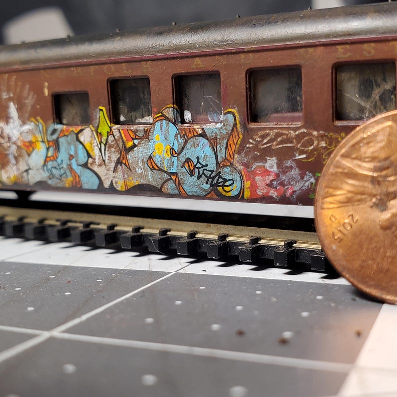 Derelict Passenger Car in a Bottle With Display Stand N Scale - Etsy