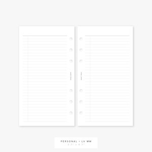 Lined Notes PRINTED Planner Inserts & Agenda Refill Pocket / Personal ...