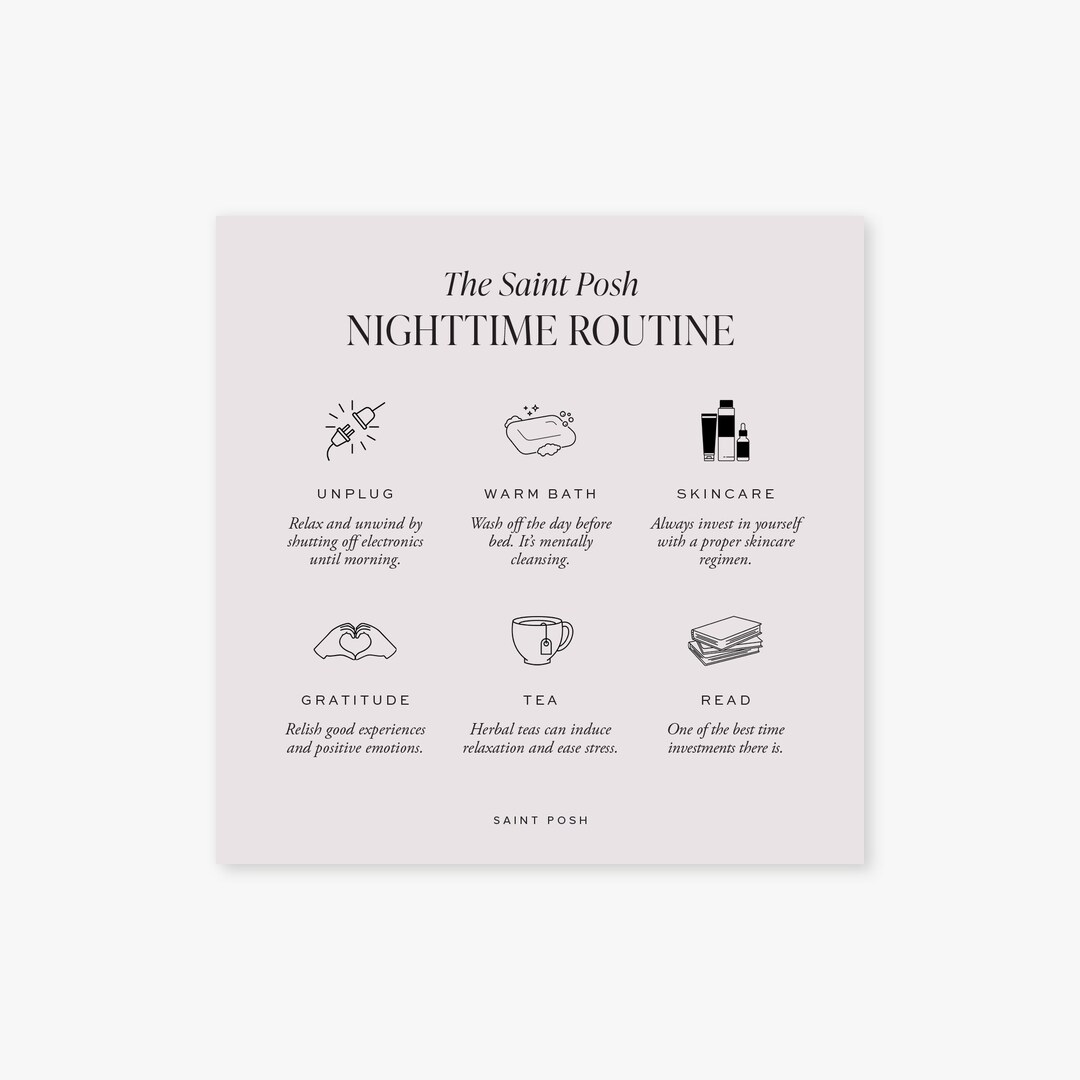 Nighttime Routine Planner Card - PRINTED - Planner Stationery - Planner ...