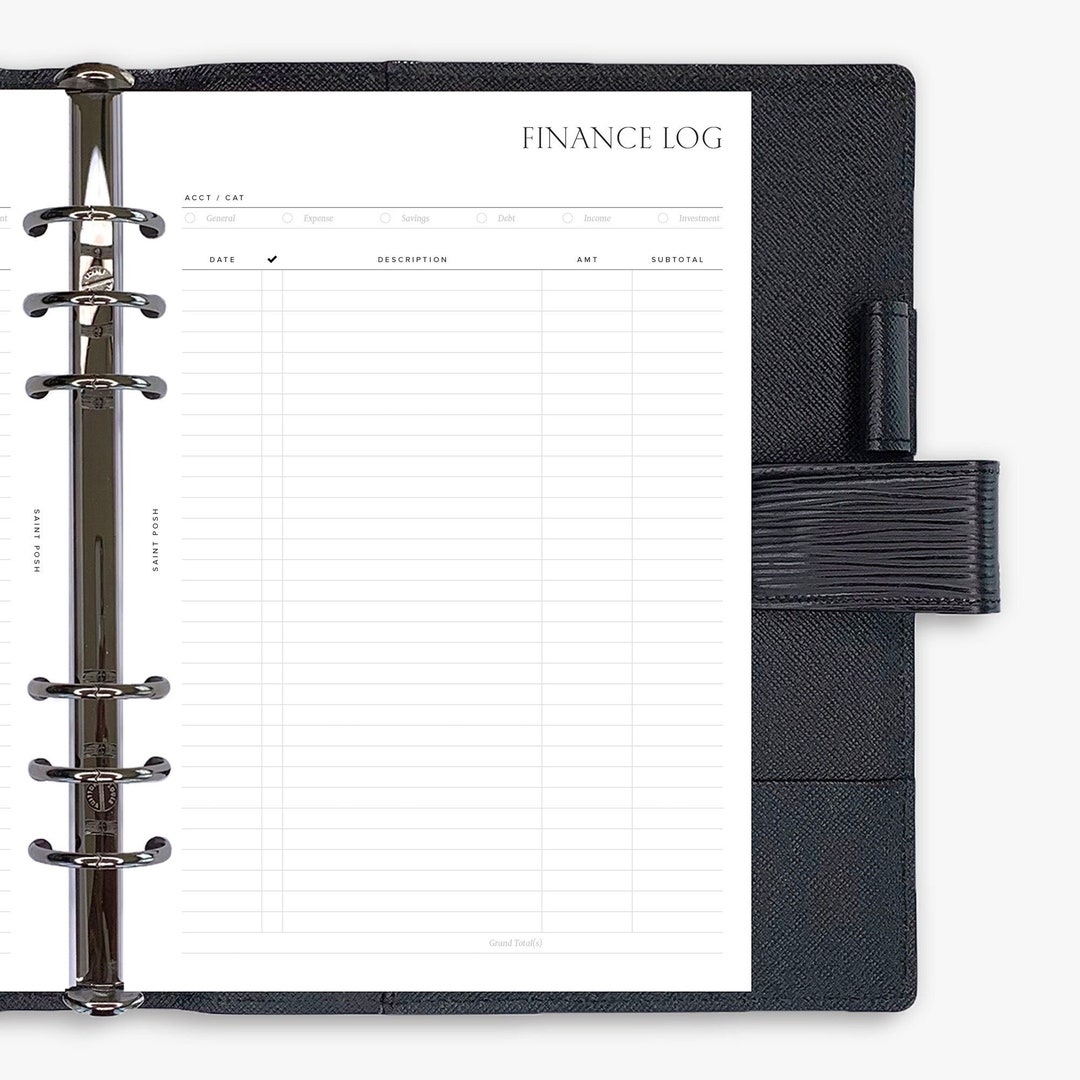 Finance Log PRINTED Planner Inserts & Agenda Refill Personal / A5 - Etsy