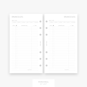Finance Log - PRINTED - Planner Inserts & Agenda Refill - A5 / Personal ...