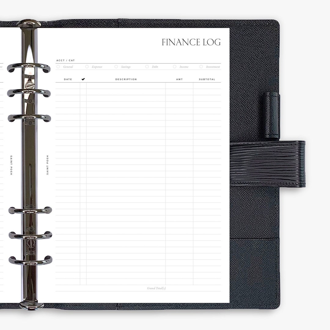 Finance Log - PRINTED - Planner Inserts & Agenda Refill - A5 / Personal ...
