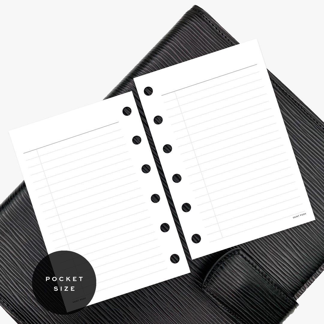 Lined Notes - PRINTED - Pocket / PM / Small - Planner Inserts & Agenda ...