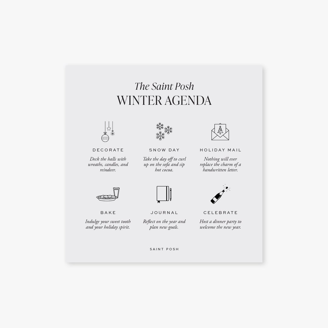 Winter Agenda Planner Card - PRINTED - Planner Stationery - Planner ...