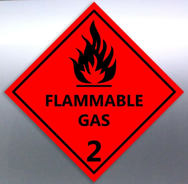 100 at 150 Mm Flammable Gas Class 2 Sign Vinyl Sticker HAZMAT Hazardous ...