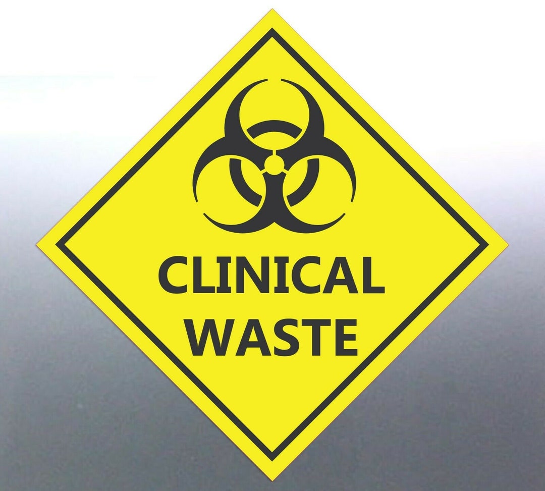 10 at 22cm Clinical Waste Decal Safety Material Yellow Sticker Symbol ...