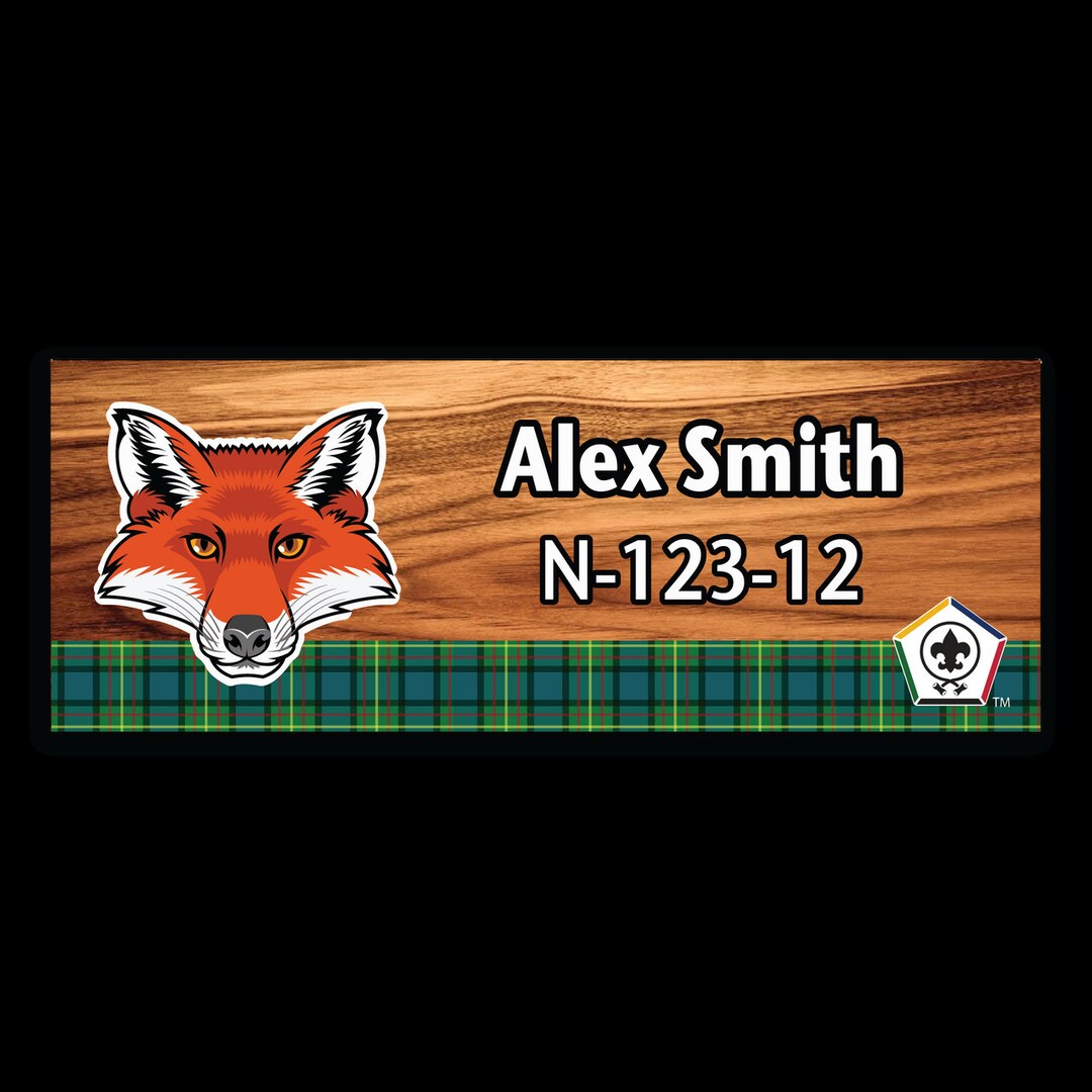 Wood Badge Name Tag Fox Critter Tartan - Etsy