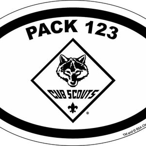 Cub Scout Pack Vinyl Stickers - Oval Logo, Customizable Pack Number (8 ...
