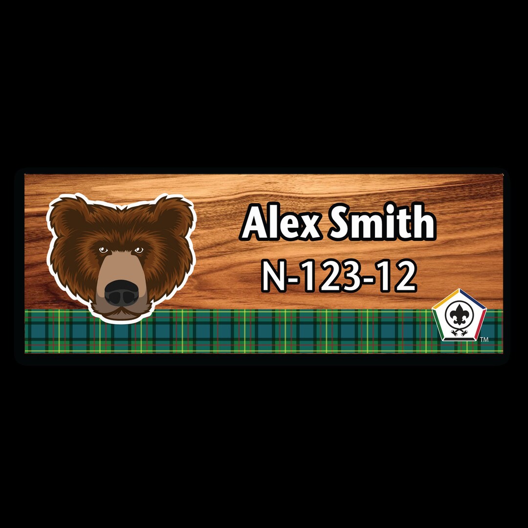 Wood Badge Name Tag Bear Critter Tartan With Beads - Etsy
