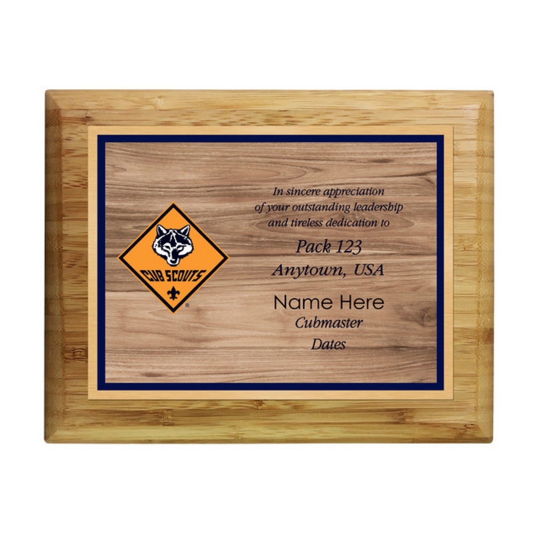 Cubmaster Plaque With Cub Scout Logo - Wood Grain Design - Horizontal ...