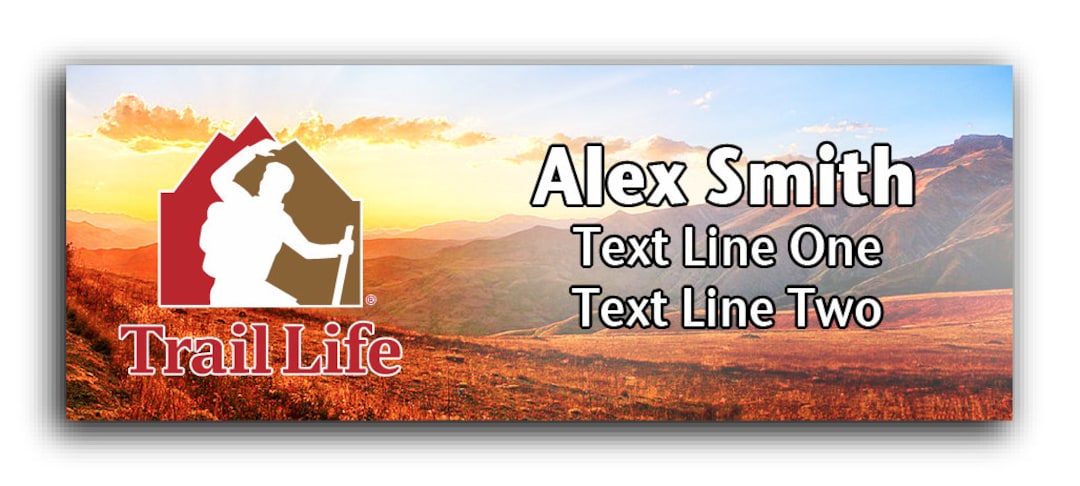 Trail Life Name Tag Vertical Logo Sunset Mountain on Wood - Etsy