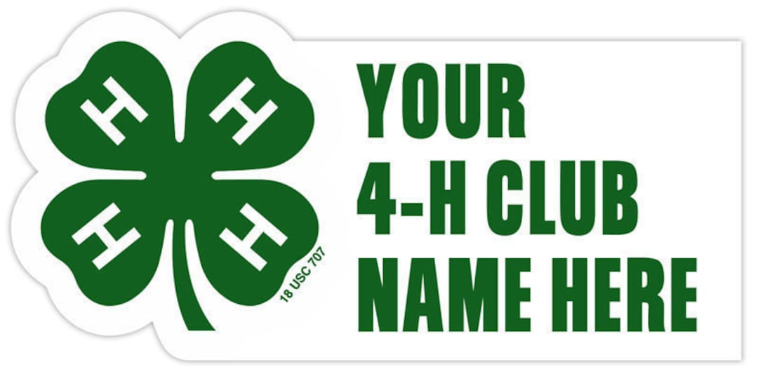 4-H Logo With Club Name 4-H Sticker SP7620 - Etsy
