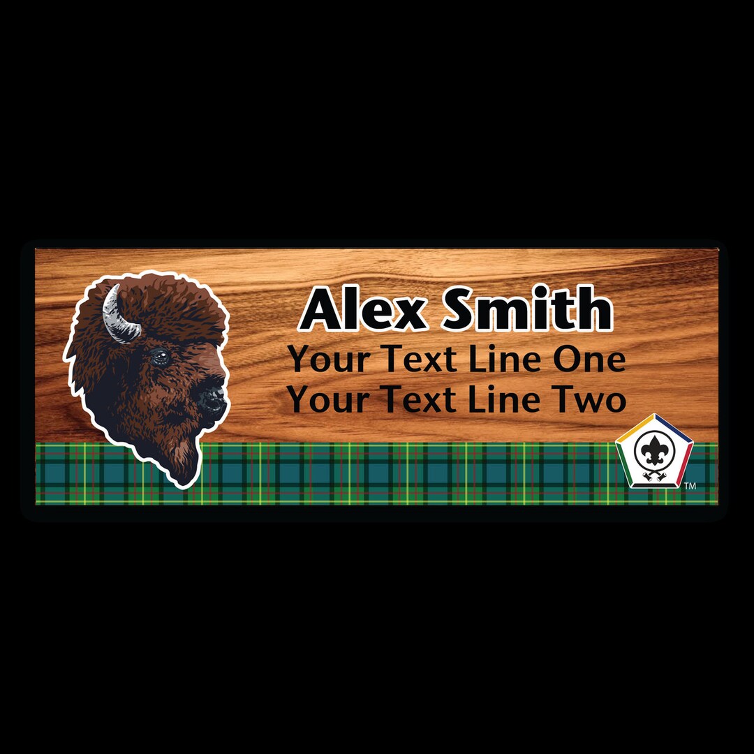 Wood Badge Name Tag Buffalo Tartan Realistic Critter - Etsy