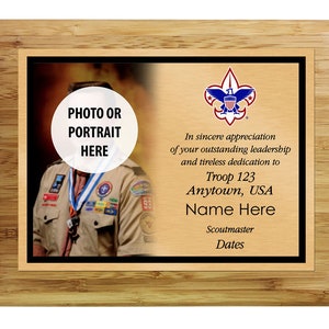 Scoutmaster Plaque With Corporate Logo Left Photo Design Horizontal - Etsy