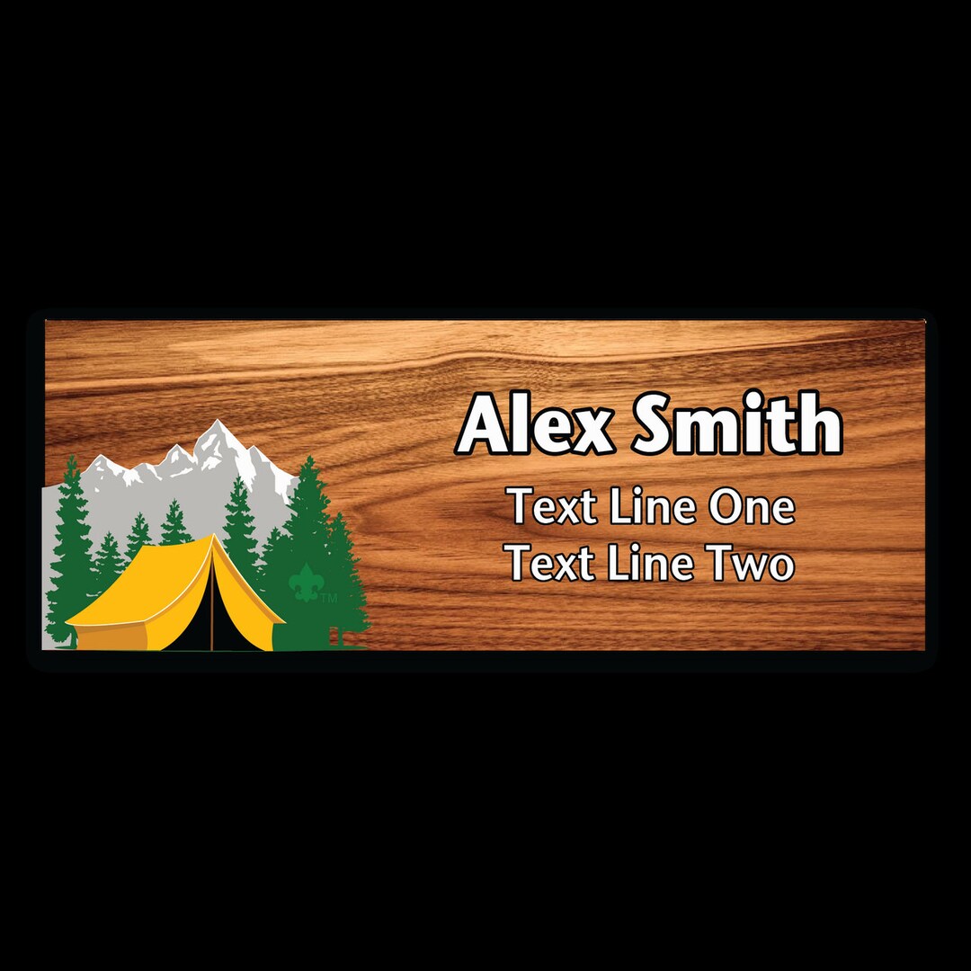 Mountain Name Tag With Yellow Camping Tent - Etsy