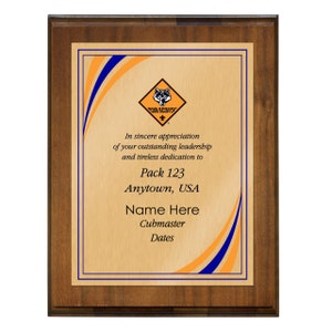 Cubmaster Plaque With Cub Scout Logo - Stripes Design - Vertical - Etsy