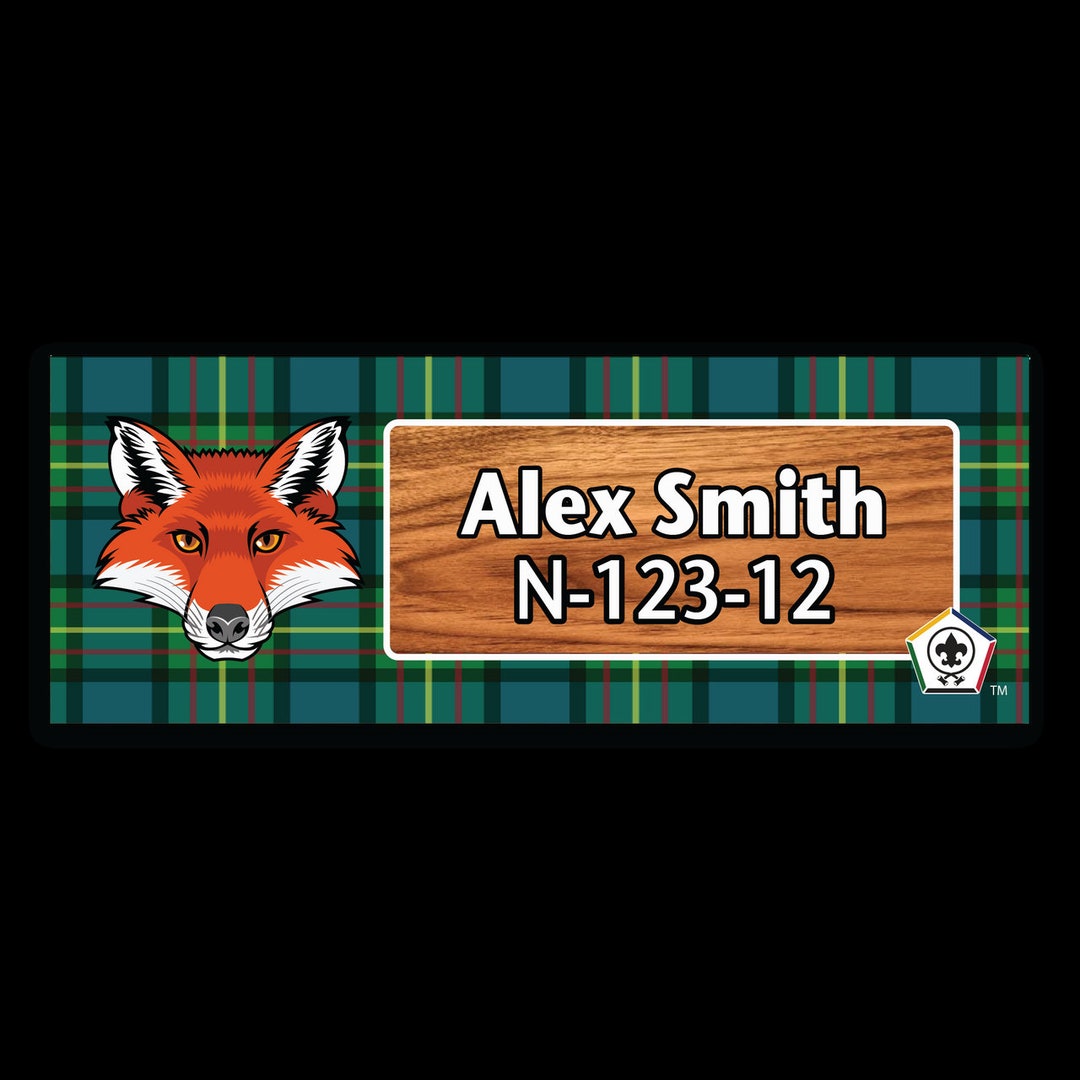 Wood Badge Name Tag Fox Tartan - Etsy