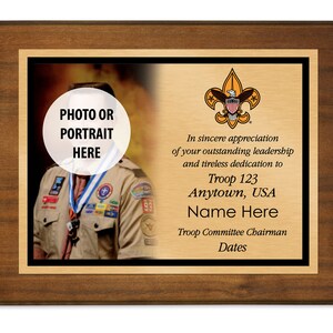 Troop Committee Chairman Plaque With Universal Logo Left Photo Design ...