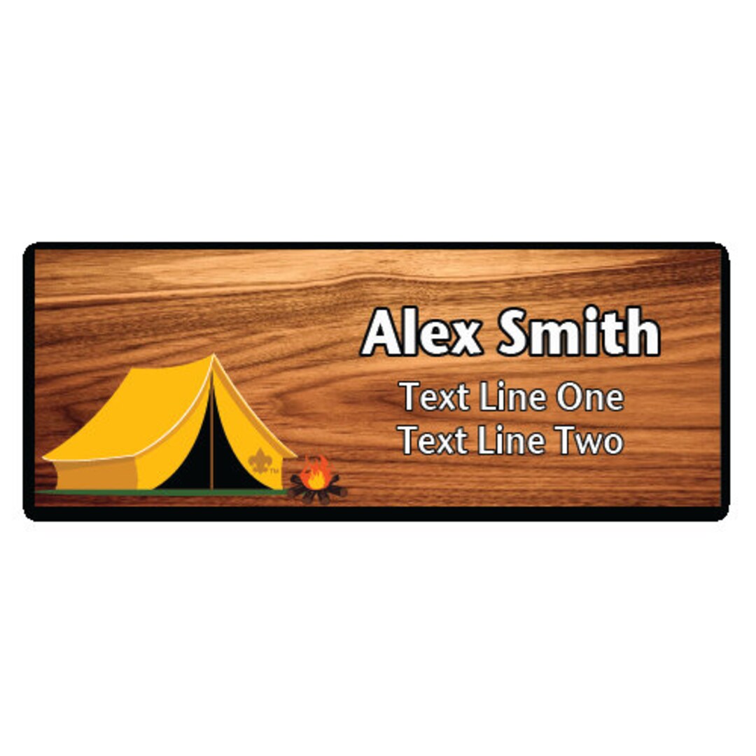 Camping Tent With Campfire Name Tag - Etsy