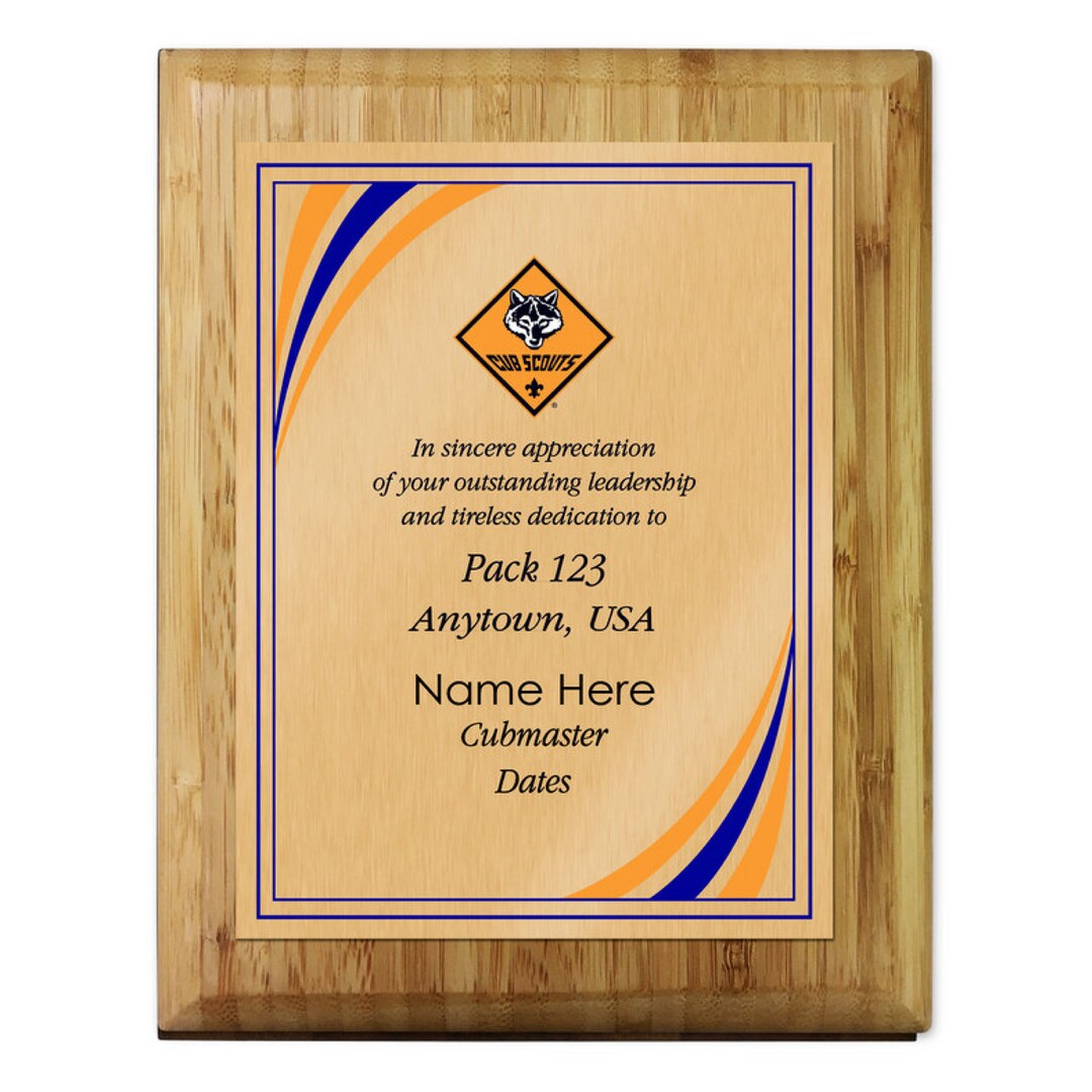 Cubmaster Plaque With Cub Scout Logo - Stripes Design - Vertical - Etsy
