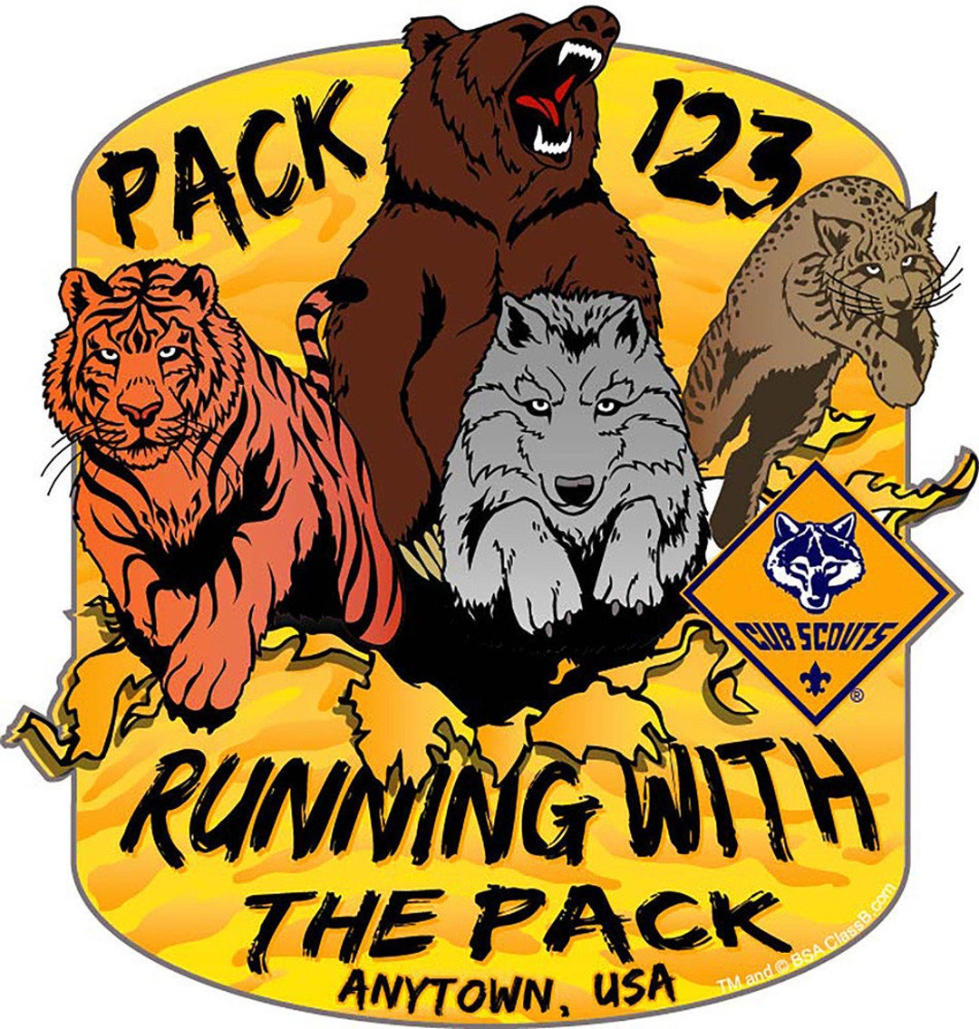 Cub Scout Pack Vinyl Sticker - Running With the Pack, 5" X 5" (8-pack ...