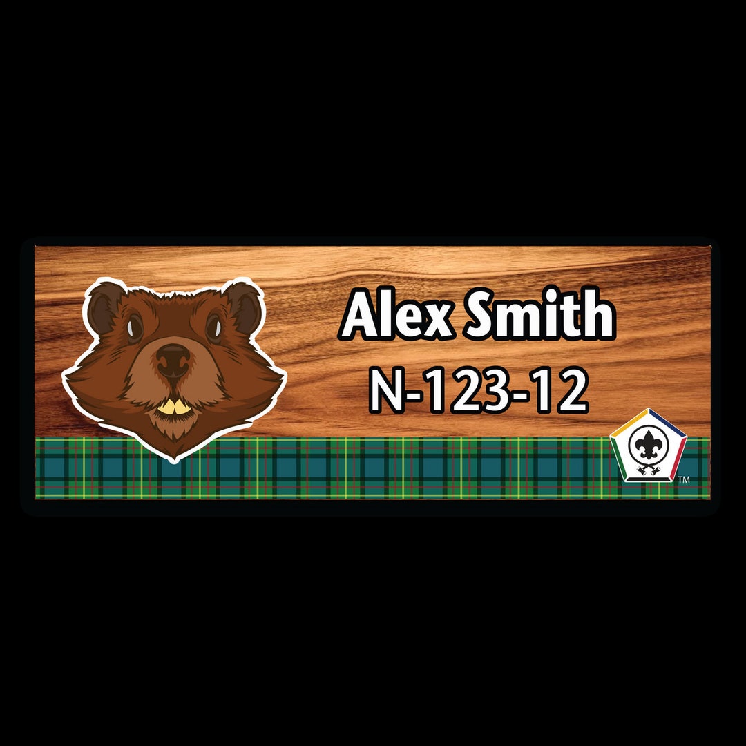 Wood Badge Name Tag Beaver Critter Tartan - Etsy